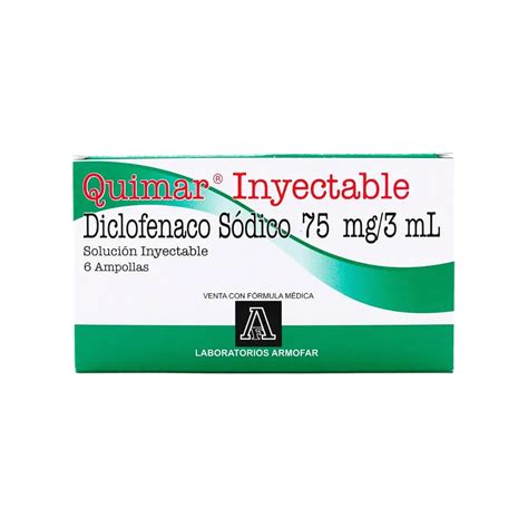 Quimar Diclofenaco Sodico Inyectable 6 Ampollas Interdrogas