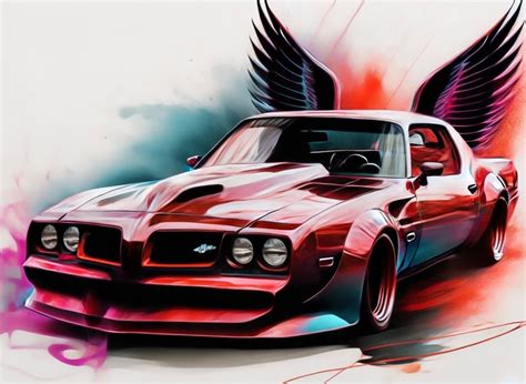 1977 Pontiac Trans Am Svg Watercolor Muscle Car Clipart Vintage