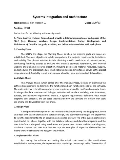 It301 Assignment In Theoretical Understanding Of Sdlc Pdf Software Testing Software