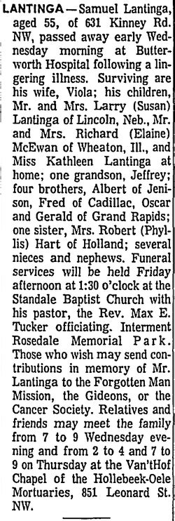 Samuel Lantinga 1914 1970 Find A Grave Gedenkplek