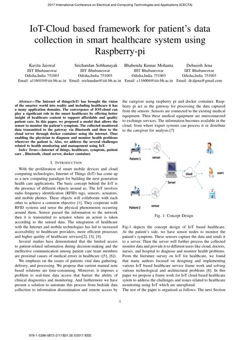 Pdf Iot Cloud Based Framework For Patients Data Collection In Smart Healthcare System Using