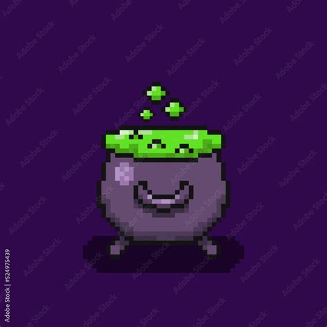 Pixel Art Magic Cauldron Halloween Stock Vector Adobe Stock