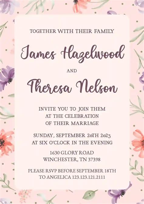 청첩장 꽃 프레임 무료 결혼 초대장 템플릿 Invitanku