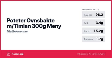 Poteter Ovnsbakte Mtimian 300g Meny Kassalapp®