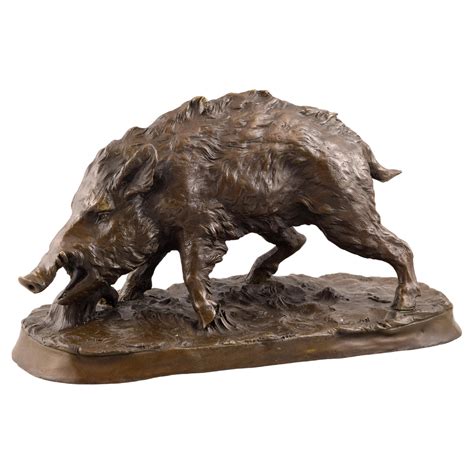 Gladenbeck Foundry Bronze Lion And Wild Boar Sculpture 1913 At 1stdibs