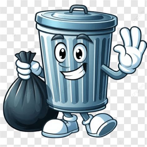 A Cartoon Trash Can Waving Hand Trash Can Waving Hand Cartoon Trash