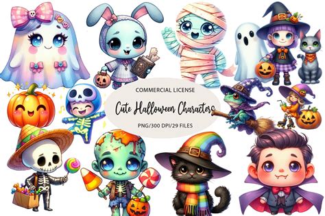 Cute Halloween Characters Clipart Graphic By Creative Canvas · Creative