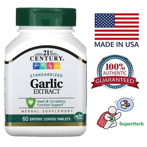 21st Century Garlic Extract Standardized 60 Enteric Coated Tablets