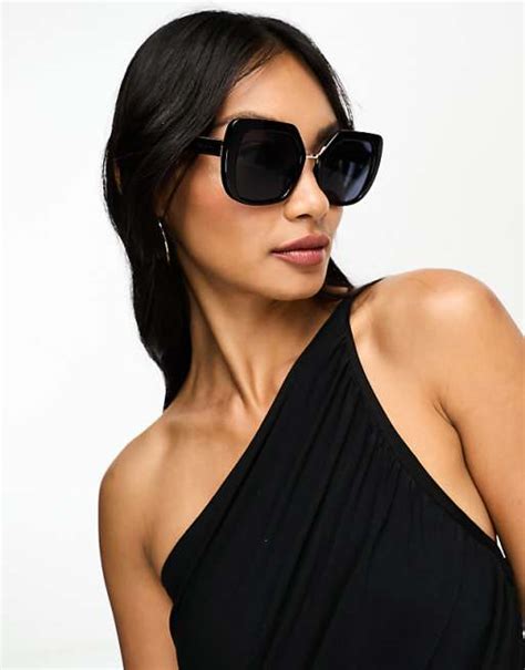 River Island Oversized Angular Glasses In Black Asos