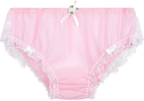 Lace Sheer Brief Panties For Women White Sissy Sheer Nylon Frilly Lace