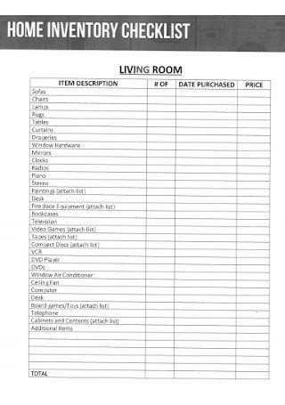 24 Free Home Inventory Checklist Samples To Download