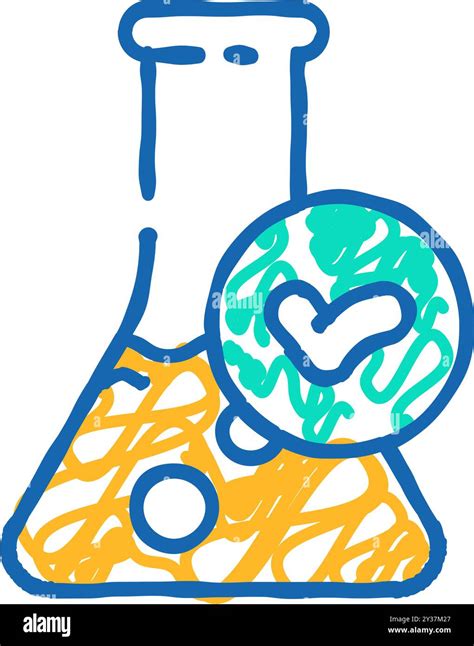 Lab Verified Label Product Caution Icon Doodle Illustration Stock