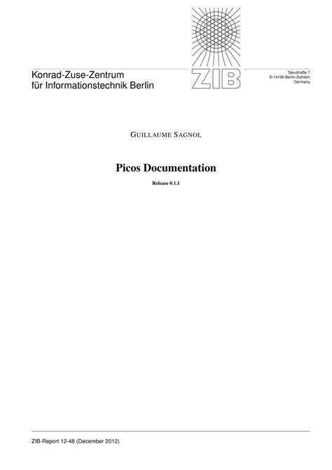 Pdf Picos Documentation A Python Interface To Conic Optimization