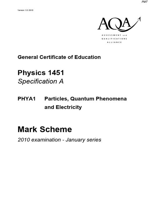January 2010 Ms Unit 1 Aqa Physics A Level Pdf Quark Electron