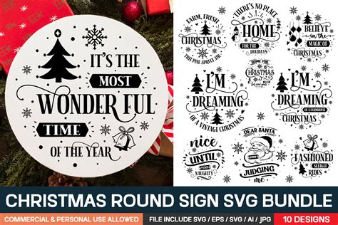 Christmas Round Sign Svg Bundle Graphic By Gatewaydesign · Creative Fabrica
