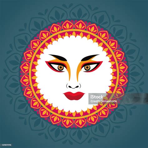 Selamat Merayakan Navratri Bersama Dewi Amba Wajah Di Mandala Ilustrasi