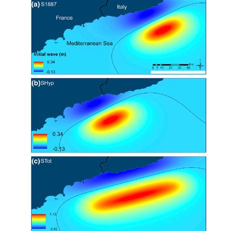 coseismic tsunami source elevation computed using okada s 1985 method
