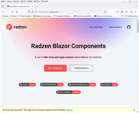 Error Message On All Radzen Pages Site Feedback Radzen