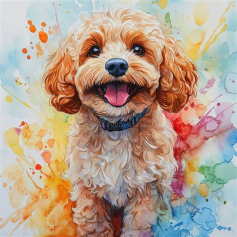 Happy Cockapoo Dog With Colorful Splash Background Stock Image Image