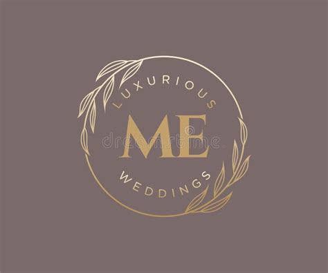 Me Initials Letter Wedding Monogram Logos Template Hand Drawn Modern Minimalistic And Floral