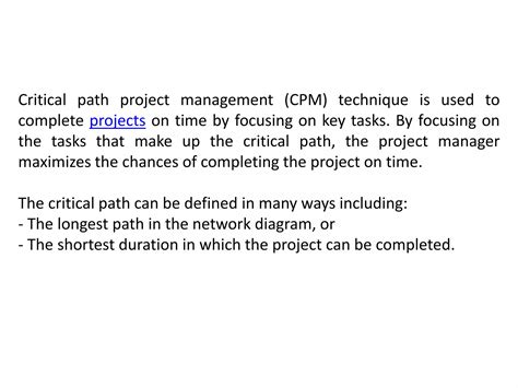Project Management Tools and Techniques (PERT- Project Evaluation and Review Technique; CPM ...