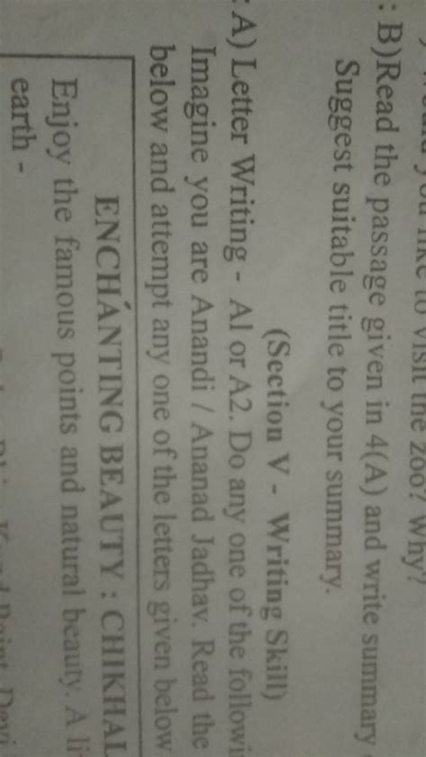 Bread The Passage Given In 4 A And Write Summary Suggest Suitable Ti