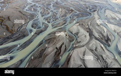 Glacial Rivers From Above Aerial View Of The River Streams From