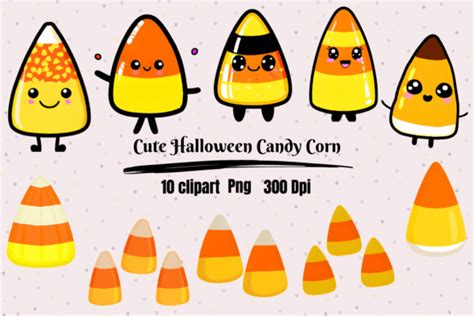 Cute Halloween Kawaii Candy Corn Clipart Graphic By Hamees Store · Creative Fabrica