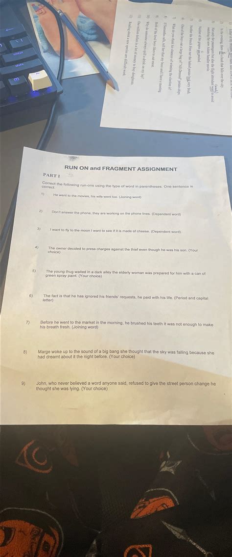 Solved Run On And Fragment Assignmentpart Icorrect The