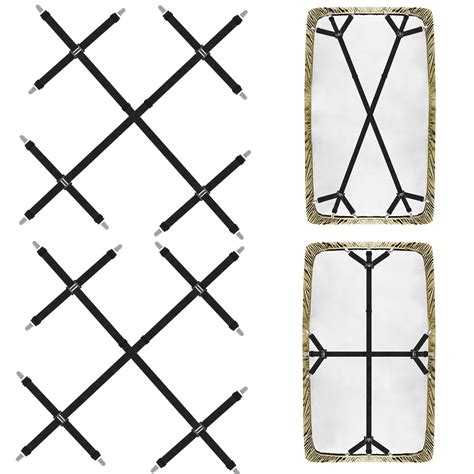Armscye 2 Sets Adjustable Bed Sheet Straps With 6 Clips Elastic Bed