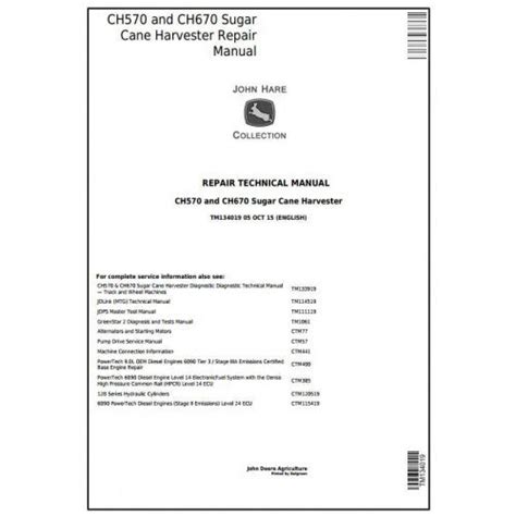 Tm134019 John Deere Ch570 Ch670 Sugar Cane Harvester Pdf Technical Se