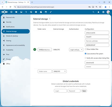 CentOS Stream NextCloud Use External Storage Server World