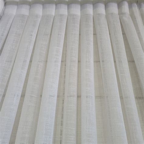 Inverted Pleated Linen Look Sheer Panels 150w X 95l Warm White