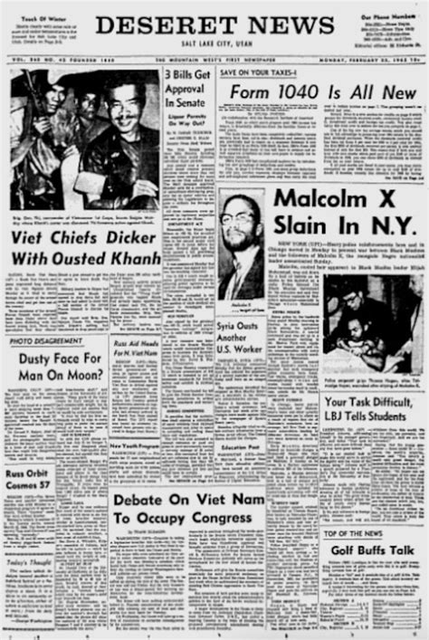 Deseret News Archives Civil Rights Leader Malcom X Shot On This Day 60 Years Ago Deseret News