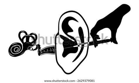 Human Ear Injection Black Isolated Silhouette Stock Vector Royalty Free 2629379081 Shutterstock