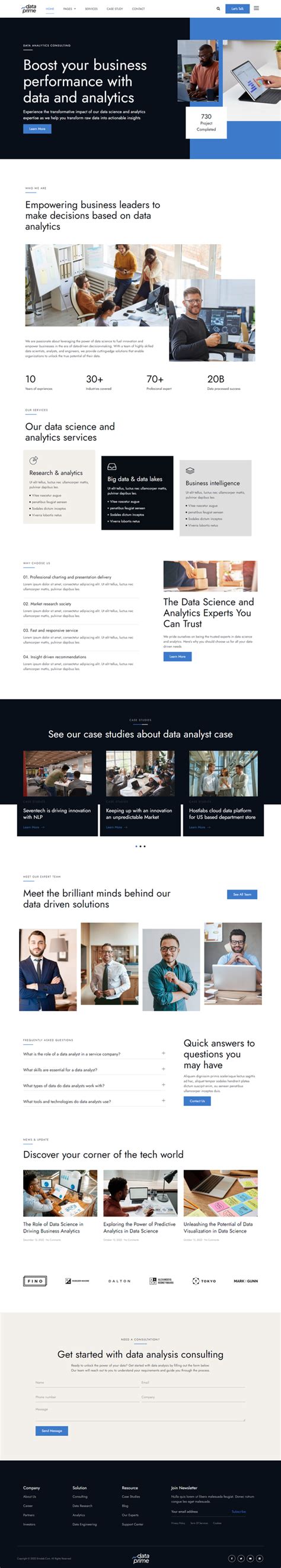 Dataprime Data Analytics Services Elementor Template Kit By Envalab