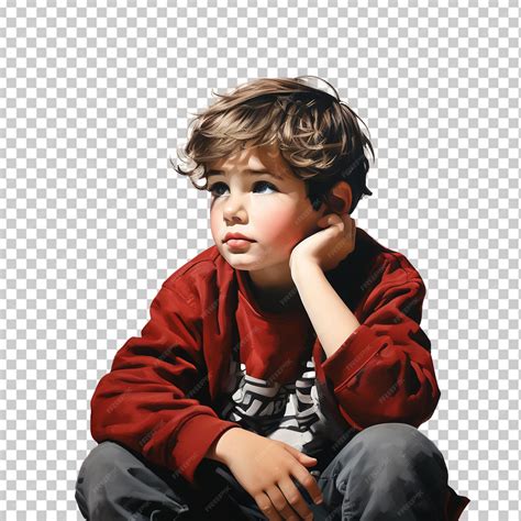 Premium Psd Young Boy Thinking On A Png Background