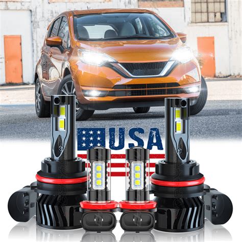 For Nissan Versa Note 2014 2018 2019 4x Led Headlight Fog Light Bulbs