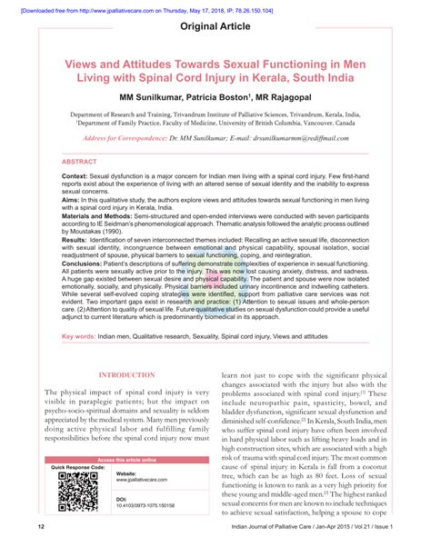 Pdf Views And Attitudes Towards Sexual Functioning In Men Living With