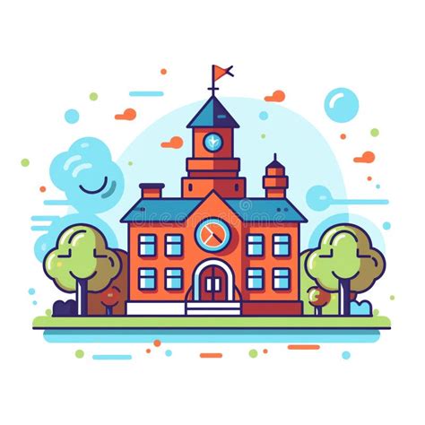 Generative Ai School Building With City Stock Illustration