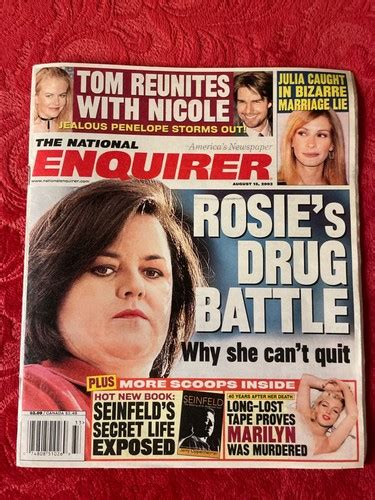 National Enquirer August 13 2002 Rosie Odonnell Jerry Seinfeld Marilyn