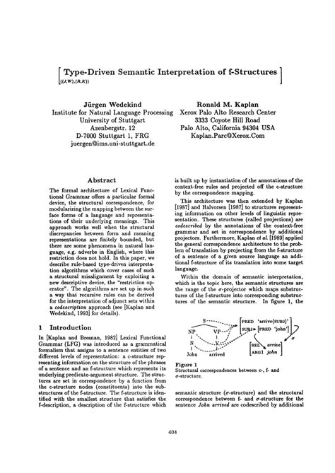 pdf type driven semantic interpretation of f structures