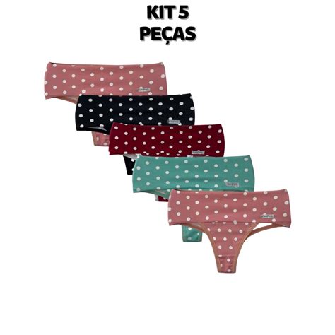 Kit Calcinhas Fitness Po Seca Barriga Cintura Alta Compress O