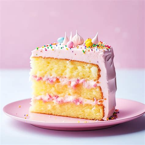 Premium Photo Cake Made Of Pink And Yellow Sponge Cake For Birthday