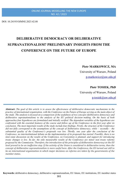 Piotr Markowicz On Linkedin Article Scientificarticle Ojmne Eu Cofoe Deliberation