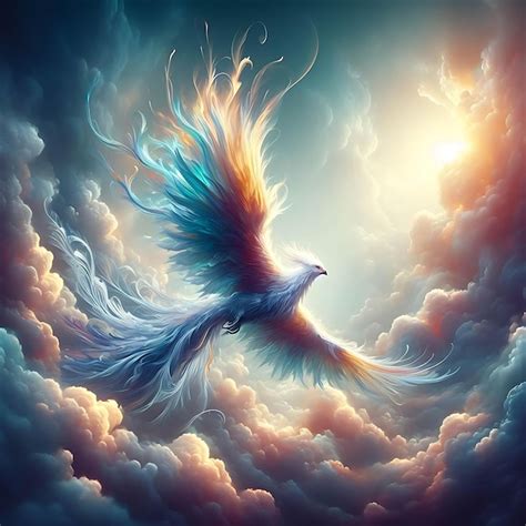 Premium Photo A Blue Bird Flying In The Sky With Clouds And The Sun