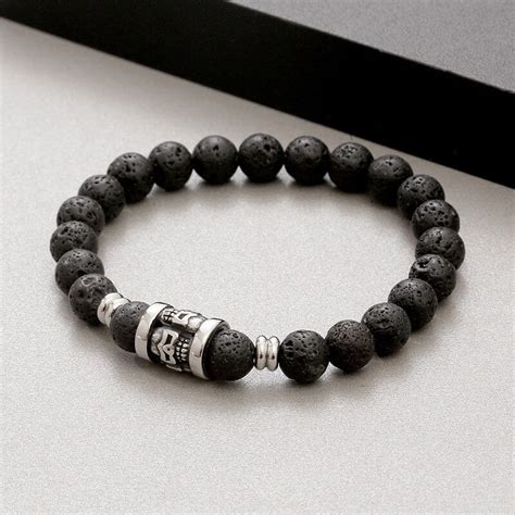 Vintage Skull Pattern Natural Stone Bracelet Gthic