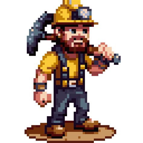 Isometric Pixel Art Survivor Miner Work Overal Sprite Ai