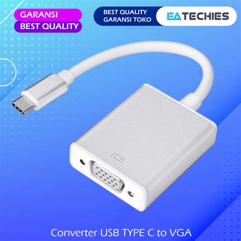 Jual Converter Usb Type C To Vga Monitor Adapter Laptop Kabel Usb C Ke Vga Tipe C Shopee