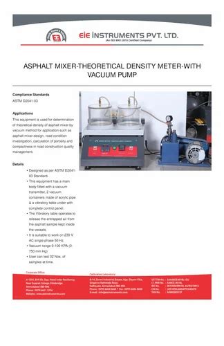 Asphalt Mixer Theoretical Density Meter At ₹ 9919 Civil Testing Instrument In Ahmedabad Id